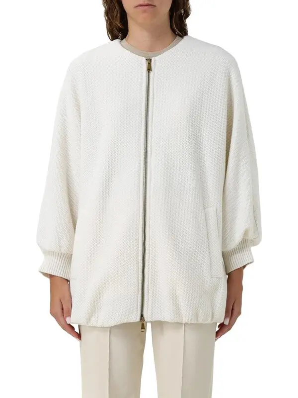 Max Mara Textured Zip-up Jumper - White