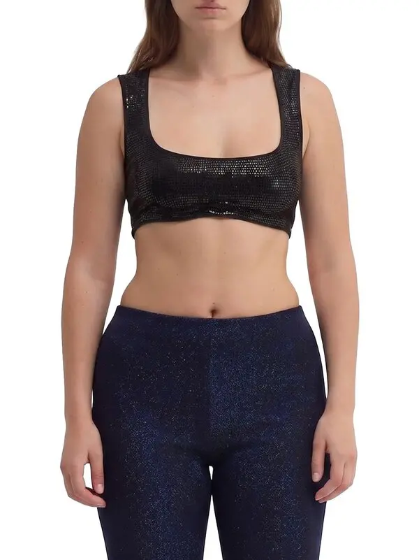 MARGHERITA MACCAPANI Bralette Crop Top In Technical Fabric And Sequins - Black