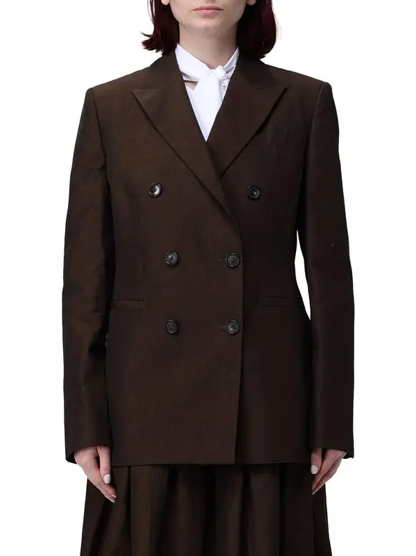 PT TORINO Double-breasted Cotton And Linen Blend Blazer - Brown