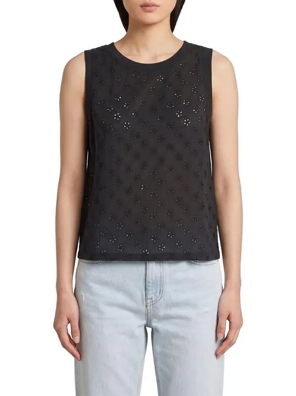 SEMICOUTURE Broderie Anglaise Lace Top - Black