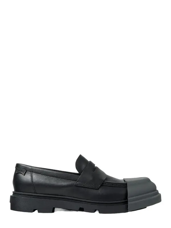 Camper Bi Junction Calf Leather Loafers With Notched Sole - Black