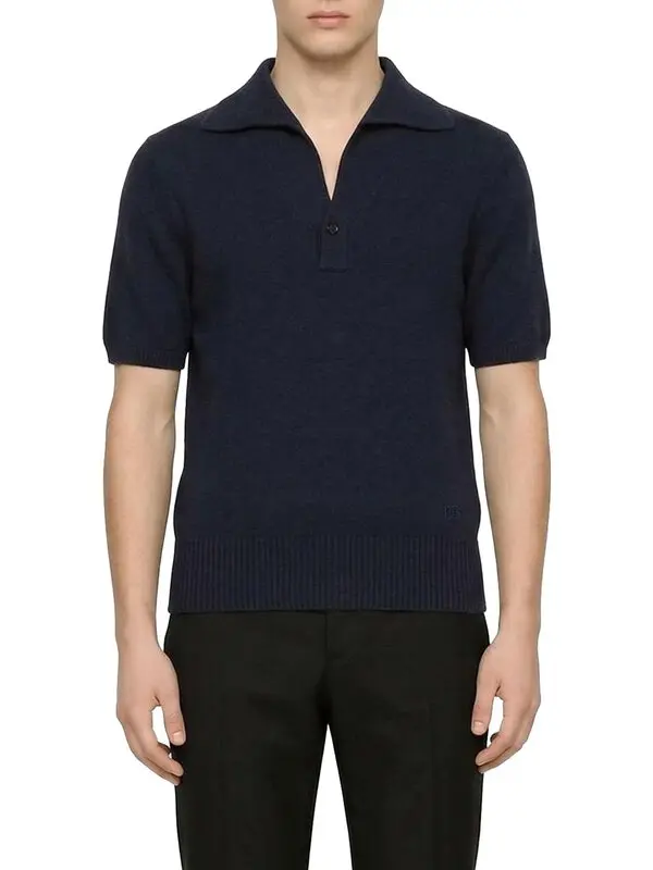 Dolce & Gabbana Cotton Knit Polo Shirt - Blue 1