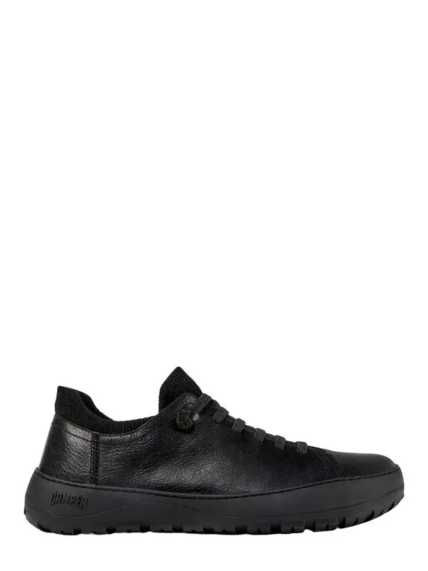 Camper Peu Serra Grained Leather Slip-on Sneakers With Vibram Sole - Black