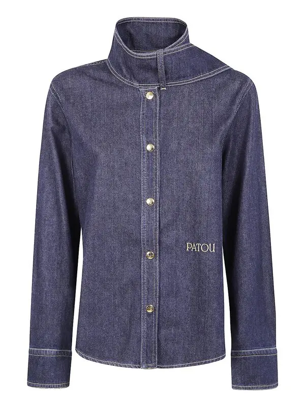 PATOU Denim Shirt With Contrast Stitching - Blue