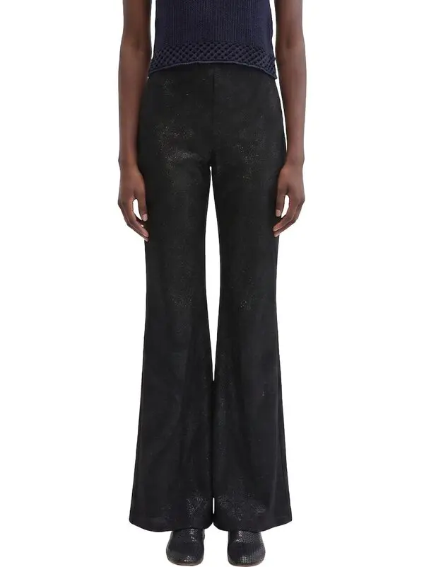 MARGHERITA MACCAPANI Easy Flared Trousers In Organic Cotton Blend - Black