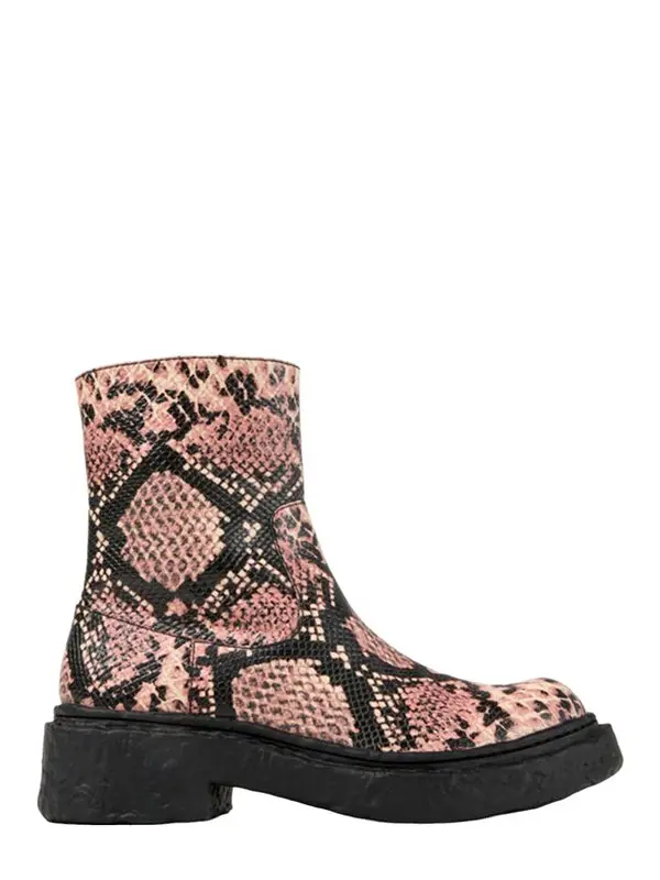 Camper Ankle Boots With Snakeskin Print And Zip Fastening - Multicolor