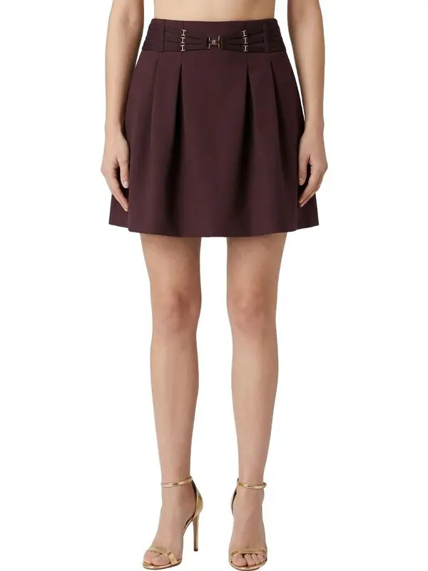 Elisabetta Franchi Polyester Mini Skirt With Webbing Detail - Brown