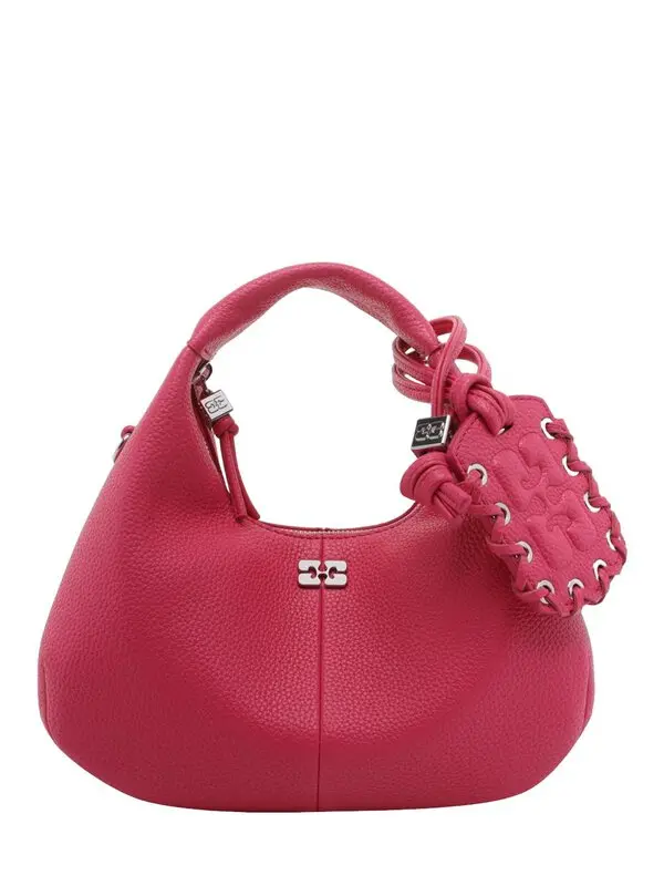 GANNI Recycled Polyester Blend Hobo Bag With Logo Charm - Red