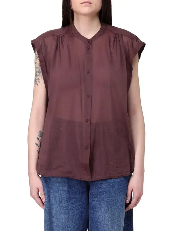 FORTE_FORTE Sleeveless Shirt In Cotton And Silk Blend - Brown
