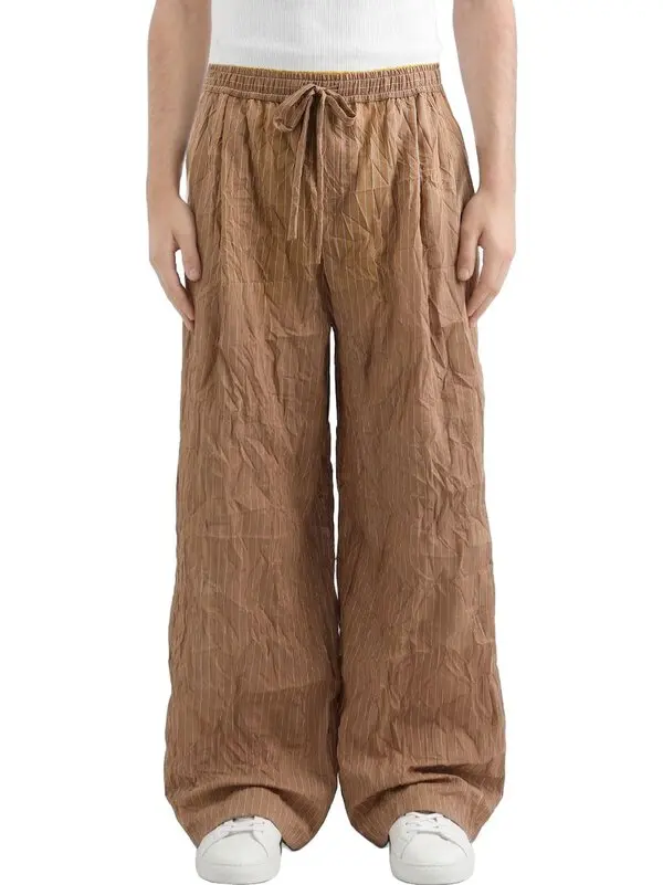 Dolce & Gabbana Pin Cotton Blend Wide Leg Trousers - Striped
