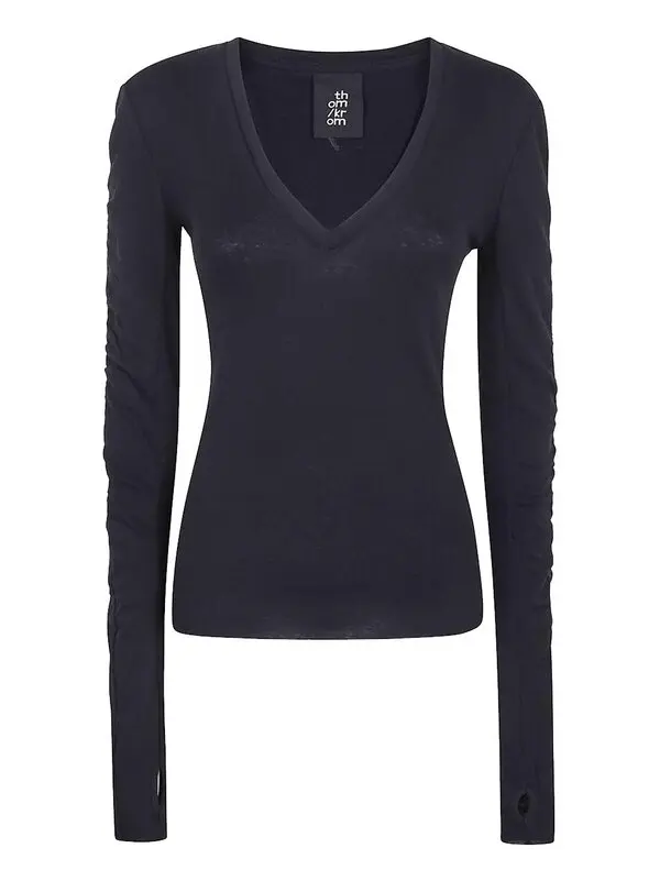 THOM KROM Long Sleeve Ruched Jumper - Black