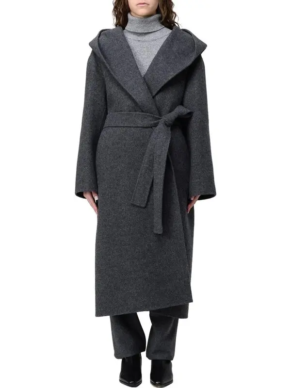 Max Mara Belted Hooded Coat - Grey