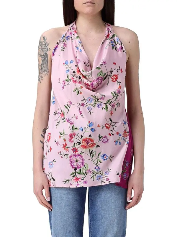 Liu Jo Halter Neck Floral Print Satin Top - Multicolor