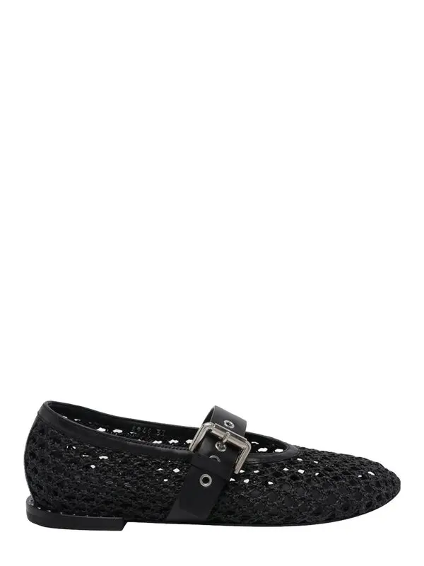 Premiata Crochet Raffia Mary Jane Flats - Black