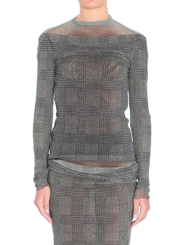 JEAN PAUL GAULTIER Plaid Knit Top - Grey