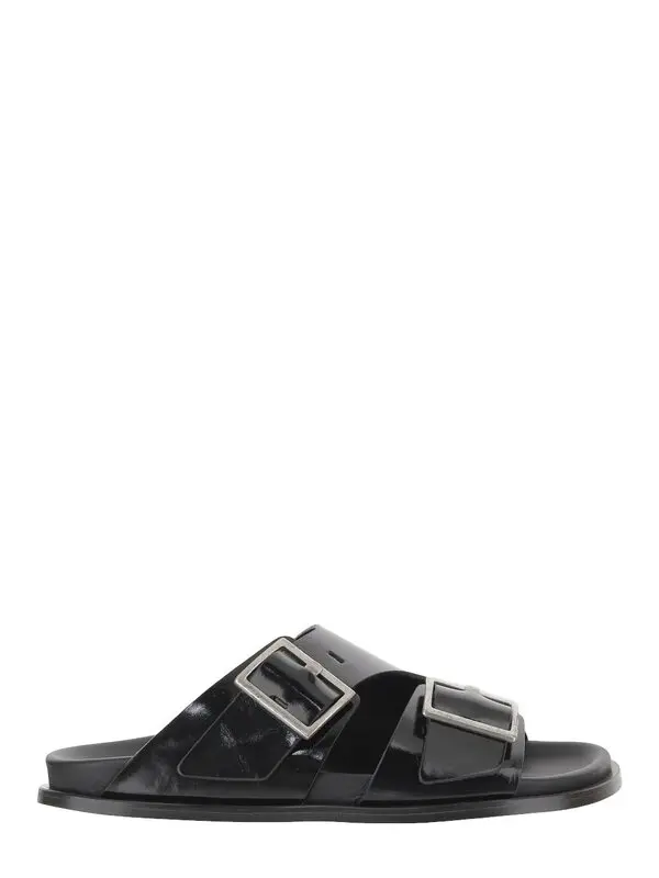 ALOHAS Brushed Leather Alba Sandals - Black