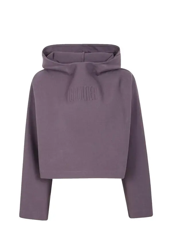 JEAN PAUL GAULTIER Cropped Hoodie With Debossed Logo - Violet