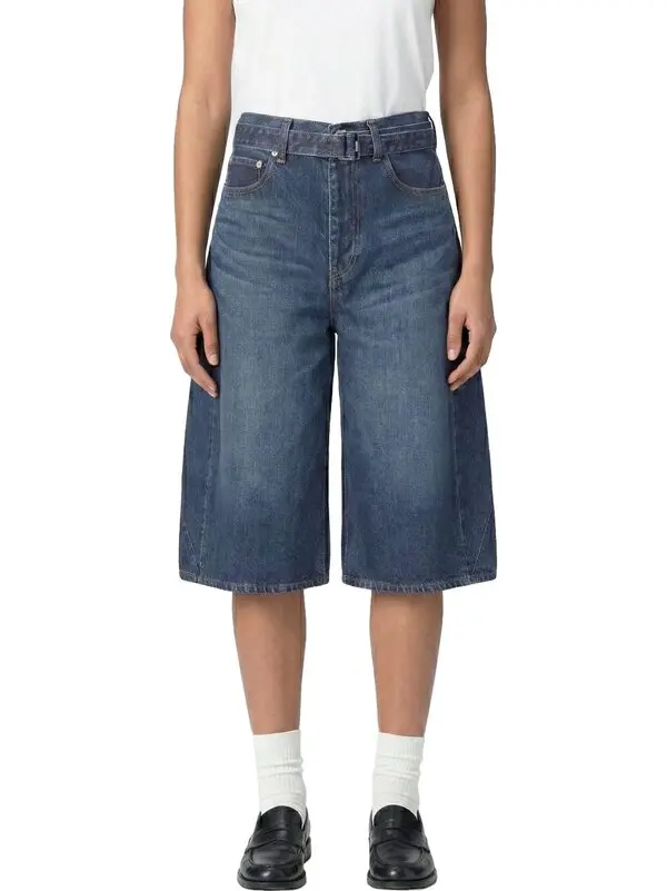 Sacai Cotton Denim Shorts - Blue