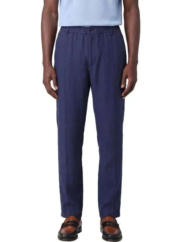 Emporio Armani Slim Fit Linen Trousers - Blue
