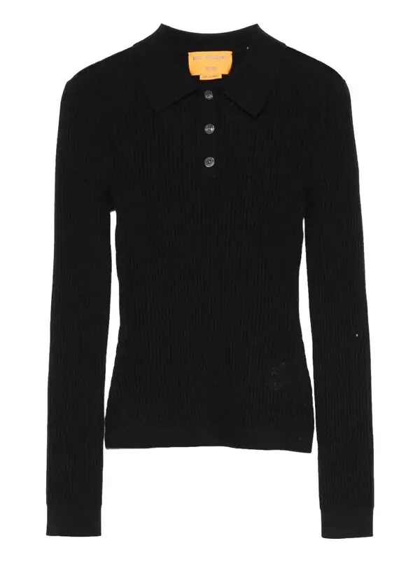 Guest In Residence Ribbed Knit Polo Shirt - Black