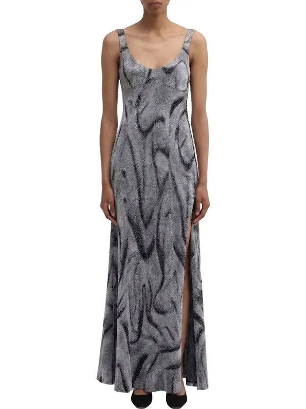 MARGHERITA MACCAPANI Printed Lurex Jersey Maxi Dress - Black