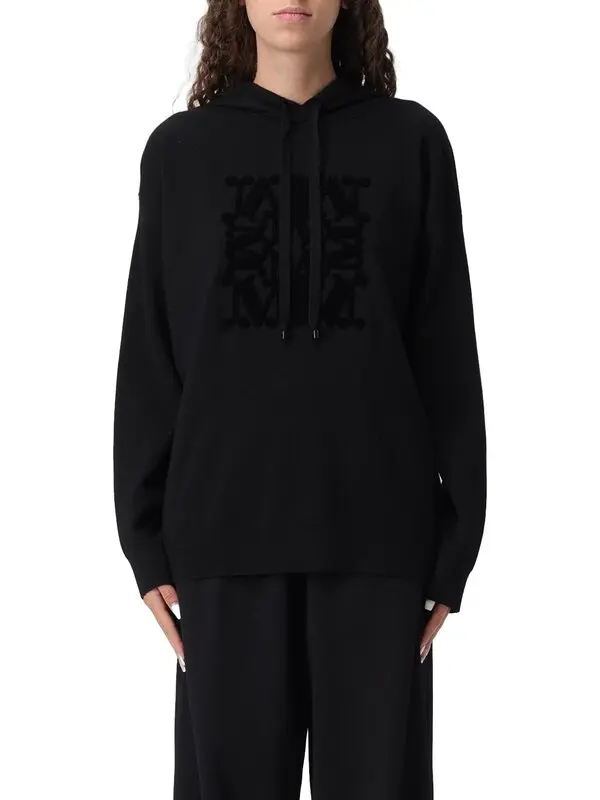 Max Mara Hoodie With Monogram Detail - Black