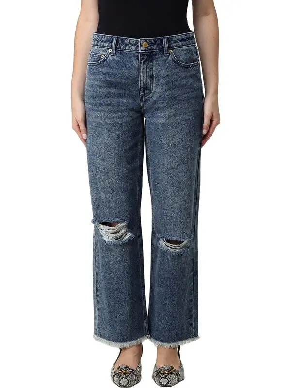 Michael Kors Distressed Knee Slit Jeans - Denim