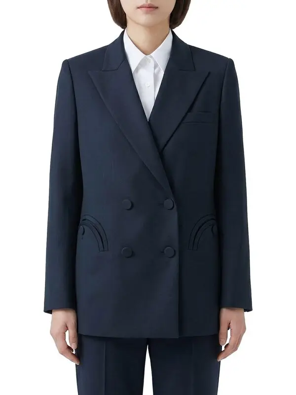 BLAZÉ MILANO Double-breasted Viscose Blend Blazer - Blue