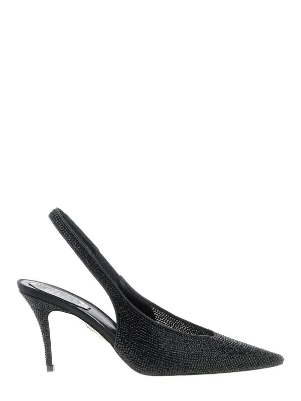 Rene Caovilla Embellished Slingback Pumps - Black
