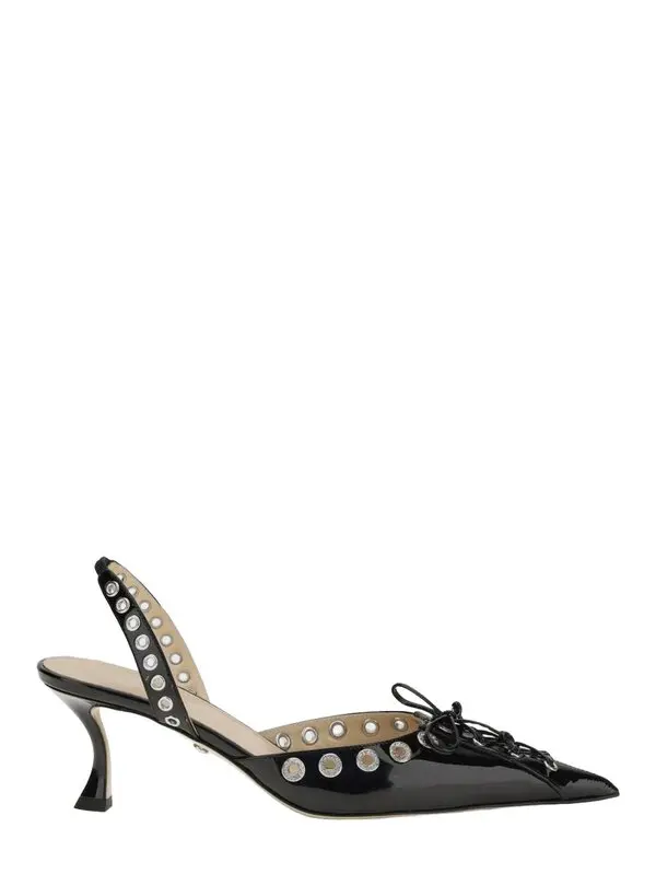 MACH&MACH Embellished Slingback Court Shoes - Black