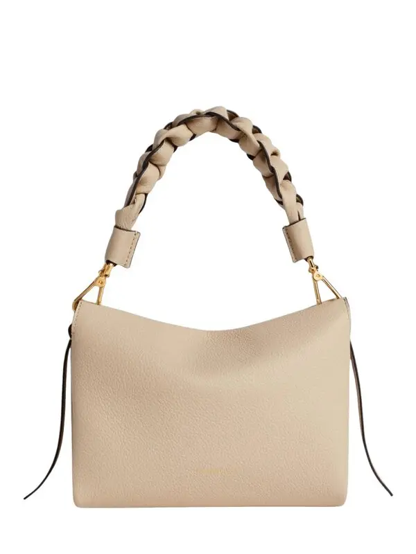 COCCINELLE Leather Mini Bag With Braided Handle - Beige