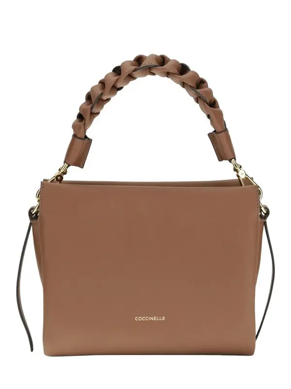 COCCINELLE Leather Mini Bag With Braided Handle - Brown