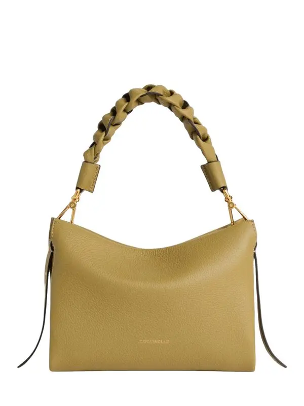 COCCINELLE Leather Mini Bag With Braided Handle - Kaki