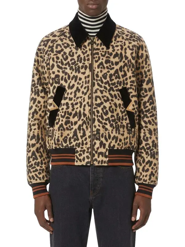 Valentino Garavani Animal Print Wool Bomber Jacket - Multicolor