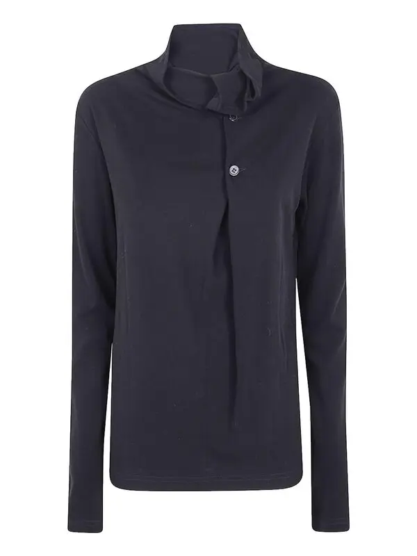 Y’s Long Sleeve Top With Button Detail - Black