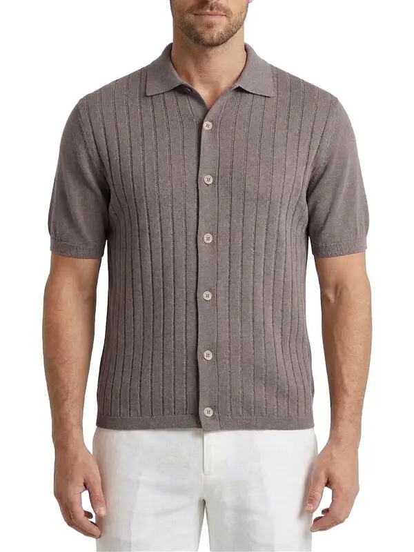 Brunello Cucinelli Knitted Polo Shirt - Brown