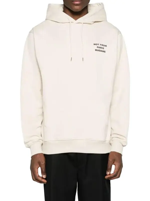 Drole De Monsieur Embroidered Logo Hoodie - Mastic