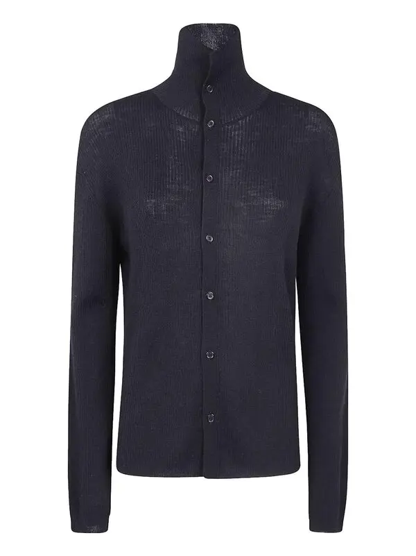 Y’s Ribbed Turtleneck Button-up Jumper - Black