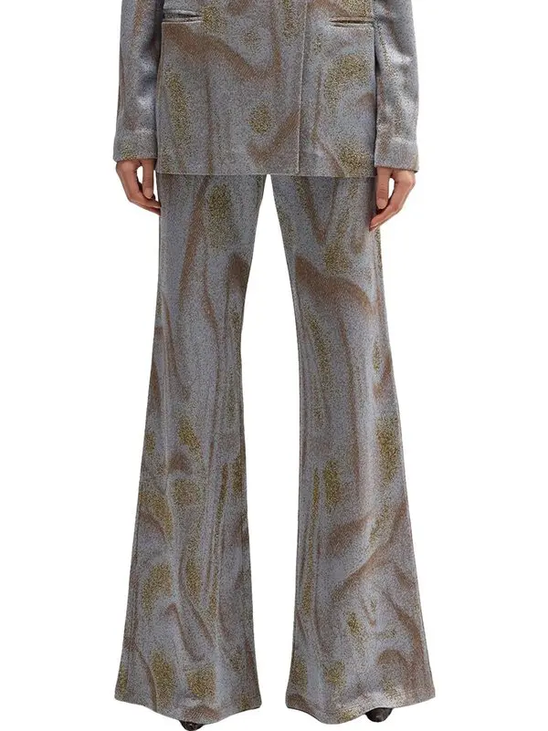 MARGHERITA MACCAPANI Printed Flared Trousers In Organic Cotton Blend - Sand