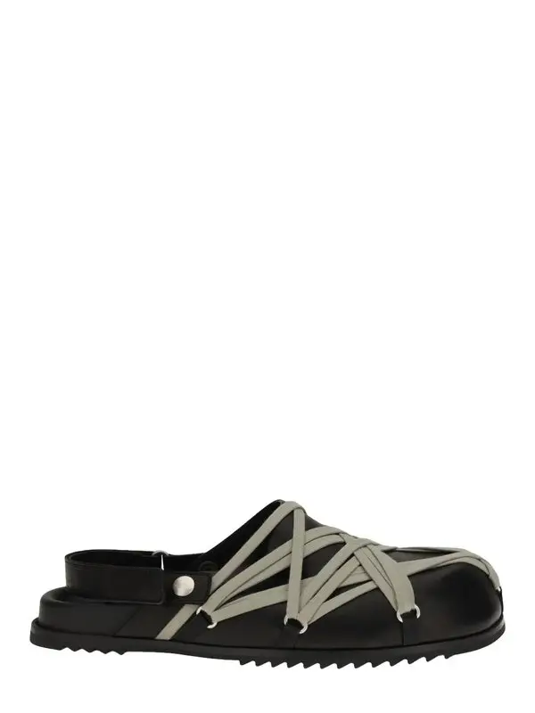 Rick Owens Leather Megalace Clogs - Black