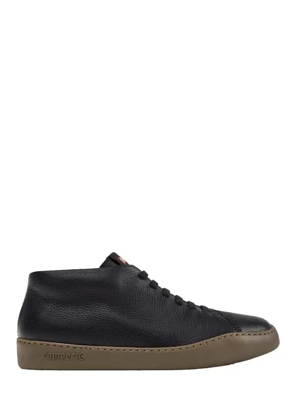 Camper Peu Touring Mid Top Slip-on Sneakers In Natural Grain Leather - Black