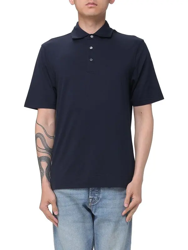 LARDINI Cotton Polo Shirt - Blue