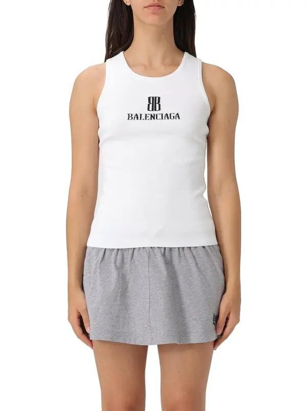 Balenciaga Ribbed Tank Top - White