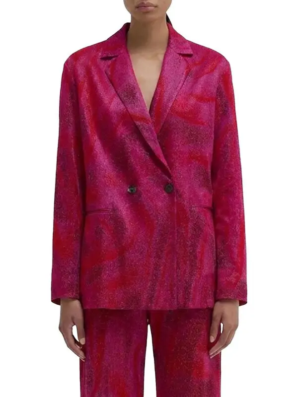 MARGHERITA MACCAPANI Double-breasted Abstract Pattern Blazer - Fuchsia