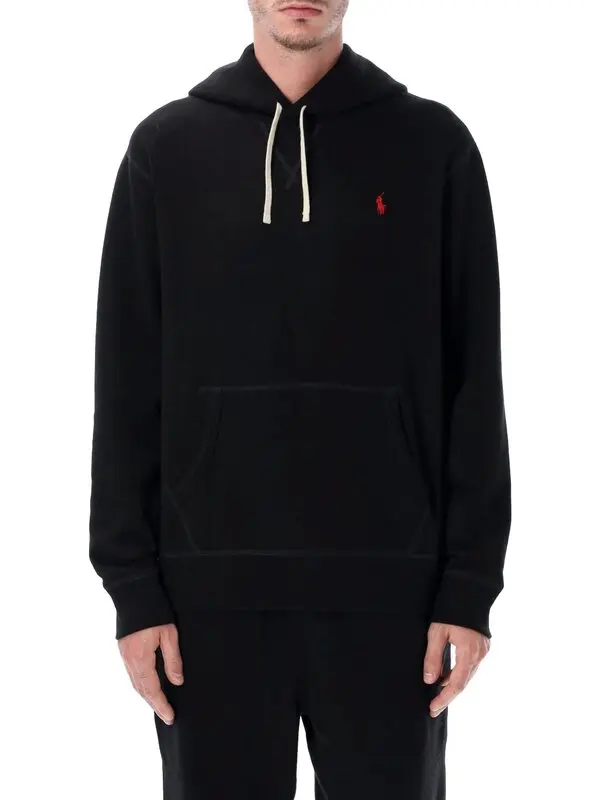 Polo Ralph Lauren Heathered Fleece Back Hoodie - Black