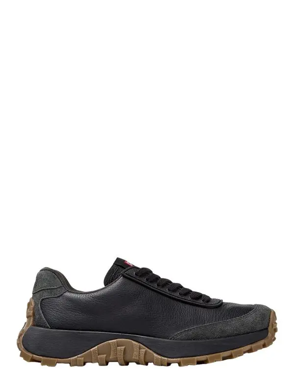 Camper Drift Trail Low Top Grained Leather Sneakers With Vibram Sole - Black