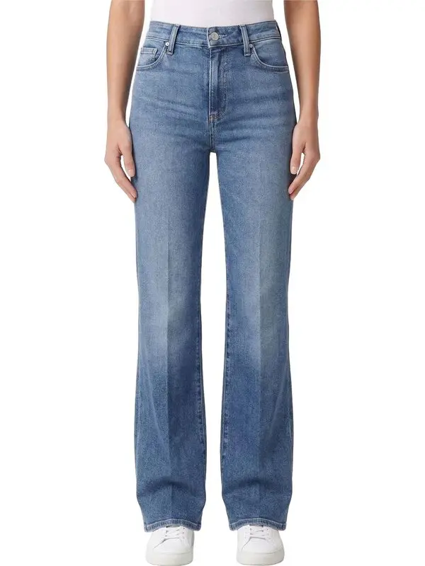 Paige Flared Cotton Denim Jeans - Blue