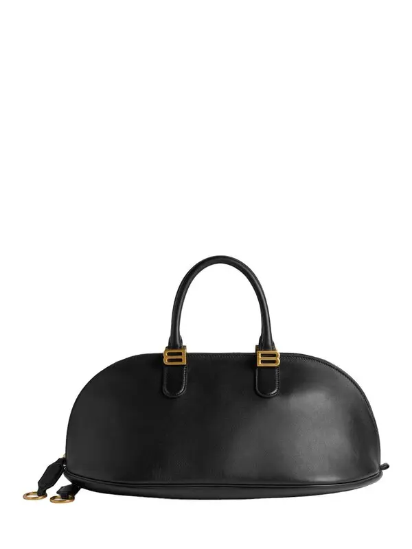 Balenciaga Bowling Bolero Handbag In Crinkled Calfskin - Black