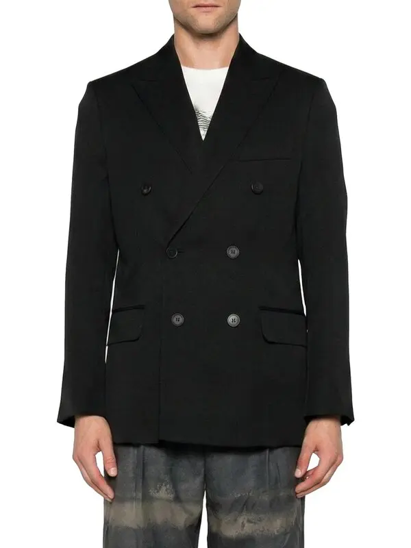 GOLDEN GOOSE Double-breasted Wool Blazer With Peak Lapels - Black