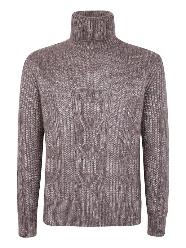 Zegna Ribbed Knit Turtleneck Jumper - Brown
